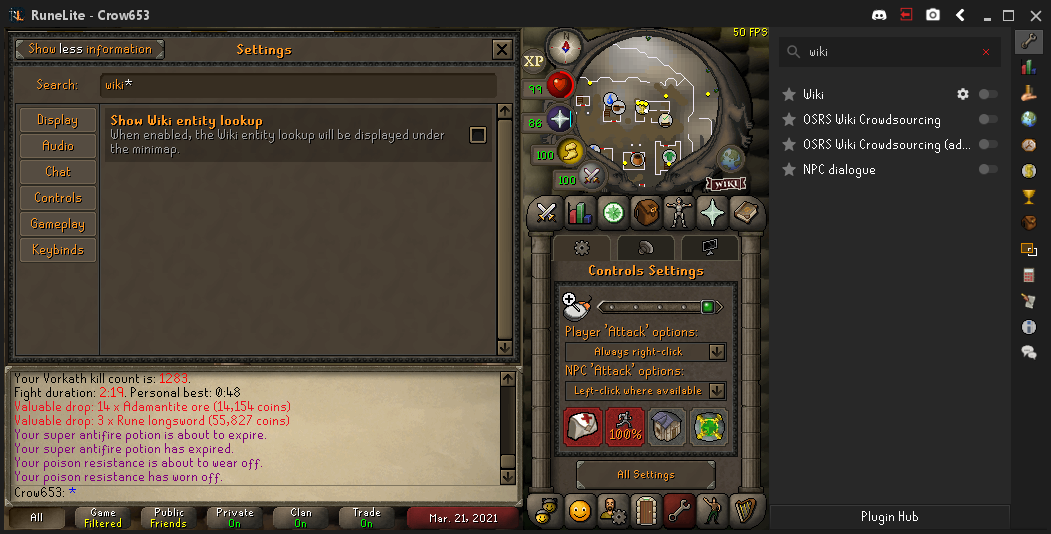 Enabling wiki plugin enables the vanilla widget too · Issue #13372 · runelite/runelite · GitHub