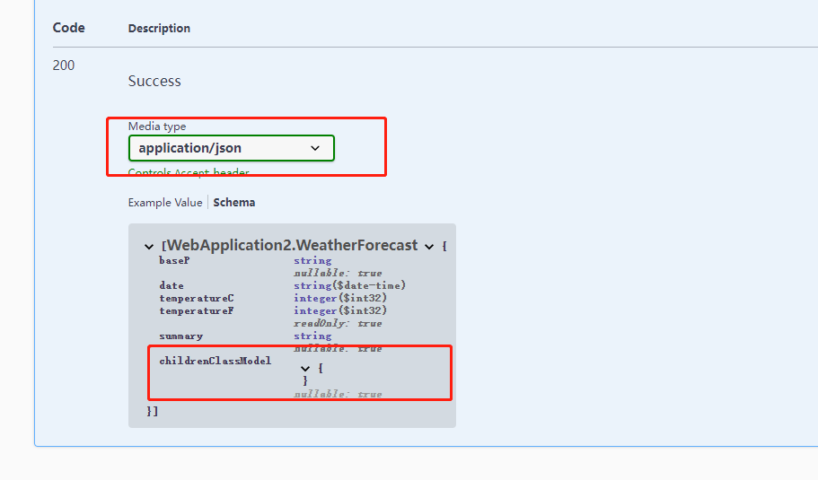 Unexpected "Example Value" and "Schema" are displayed when choose "Media type" of Responses ...
