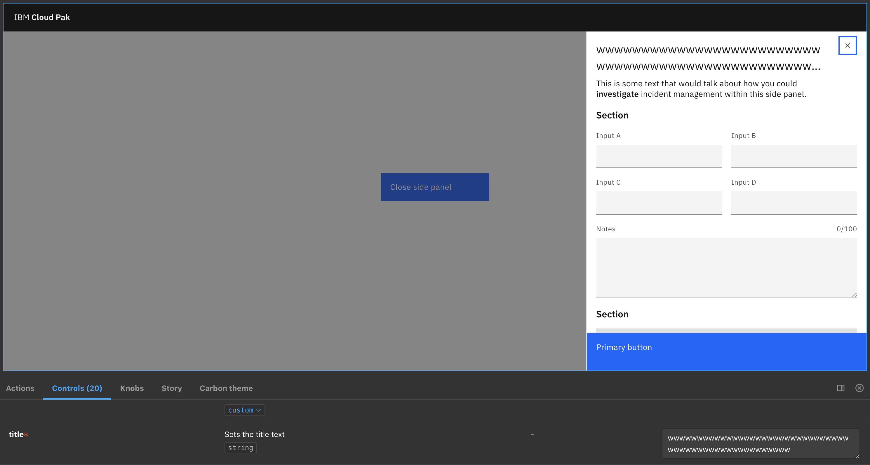 Side panel: Title truncation does not occur on strings with no spaces ...