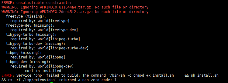Docker Compose Up 出错he Command Binsh C Chmod X Installsh Andand Sh Installsh Andand Rm Rf Tmp