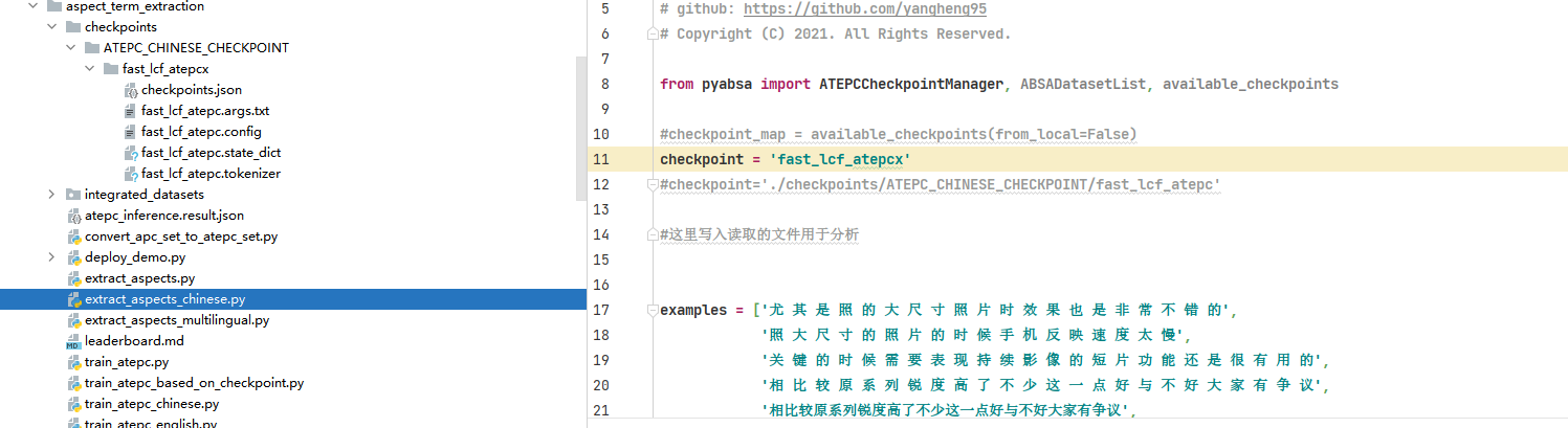 关于加载本地的模型 checkpoint · Issue #128 · yangheng95/PyABSA · GitHub