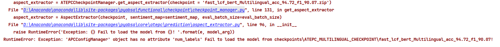 关于加载本地的模型 checkpoint · Issue #128 · yangheng95/PyABSA · GitHub