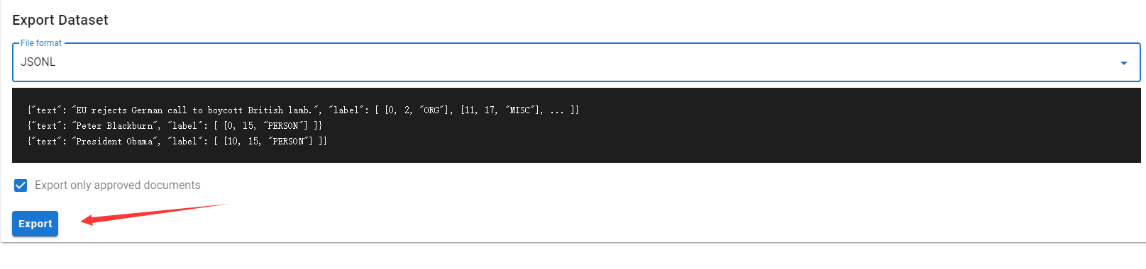 Cant Already Export Labeled Data! · Issue 1755 · Doccanodoccano · Github