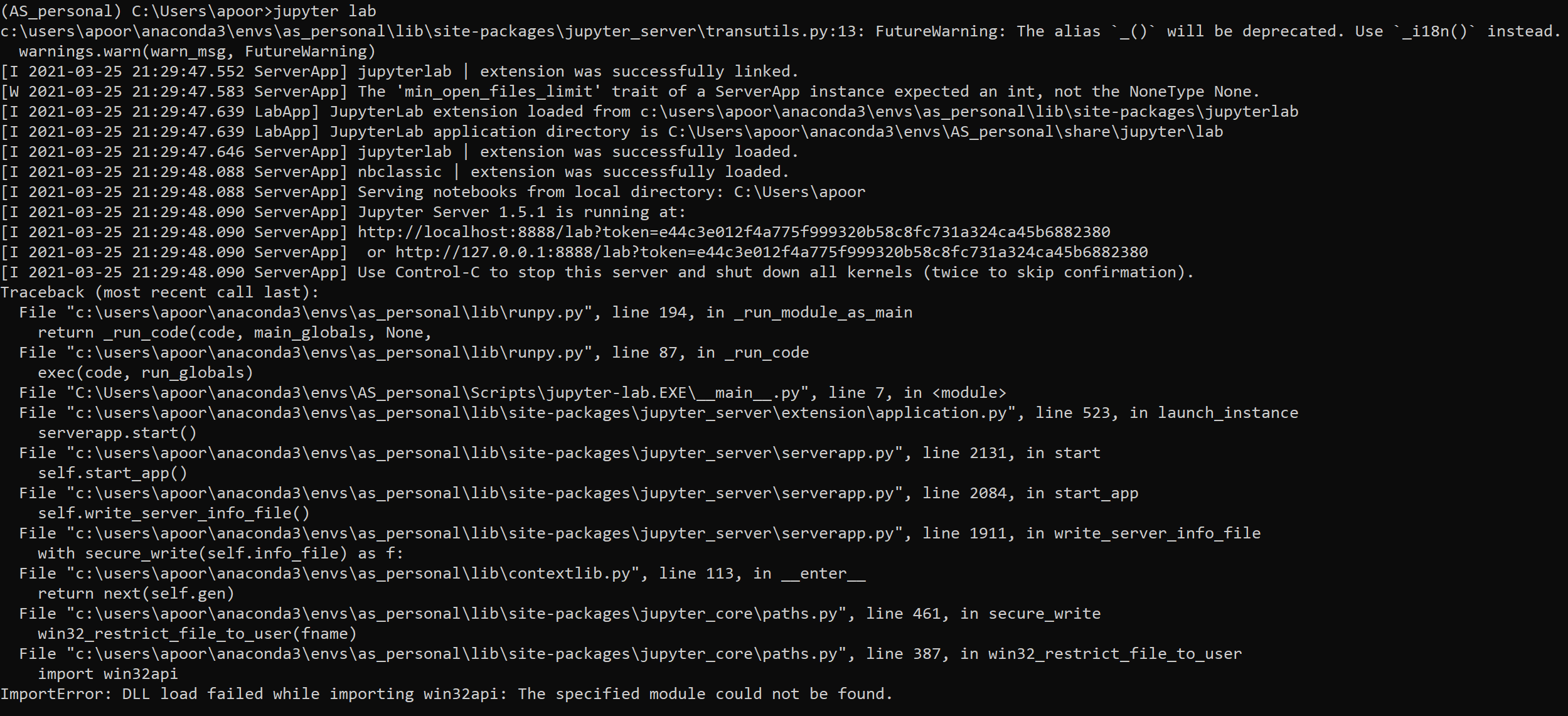 Unable To Launch Jupyterlab In Anaconda Virtual Environment · Issue 10011 · Jupyterlab