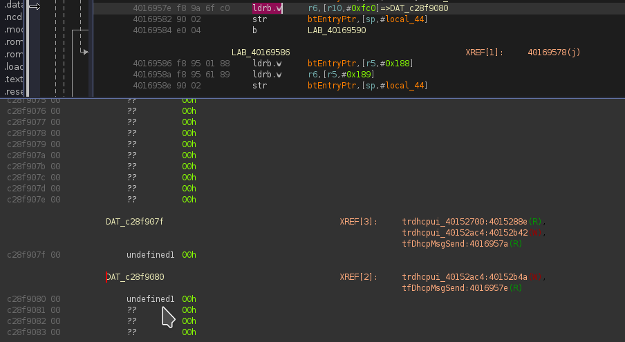 ARM A32/T32 strb.w ldrb.w data acces size of undefined1 somtimes ...