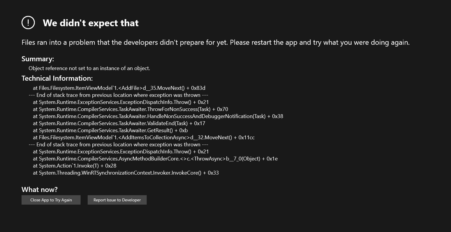 Crashing when switching tabs · Issue #126 · files-community/Files · GitHub