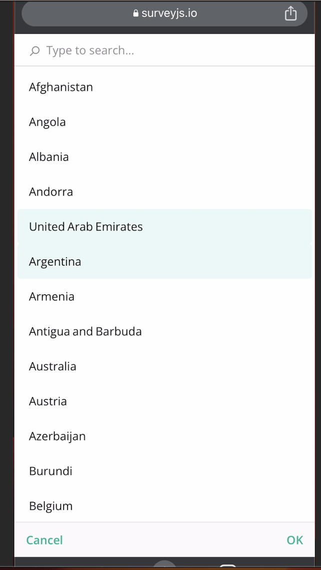 Dropdown Questions Ok And Cancel Buttons Are Not Clearly Visible On Mobile Ui Device With 