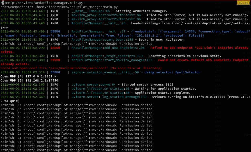 Navigator Ardusub binary is not being chmodded +x ? · Issue #303 · bluerobotics/BlueOS · GitHub
