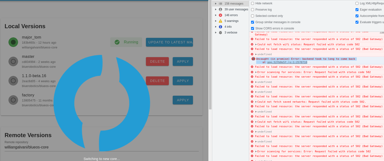 Core times out too soon waiting for backend to come back online · Issue #1544 · bluerobotics ...