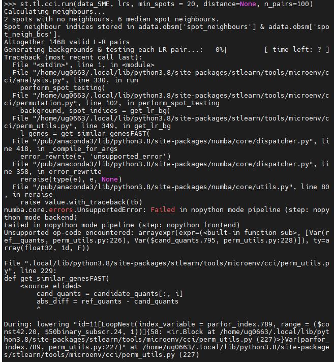 Errors in running st.tl.cci.run · Issue #157 · BiomedicalMachineLearning/stLearn · GitHub