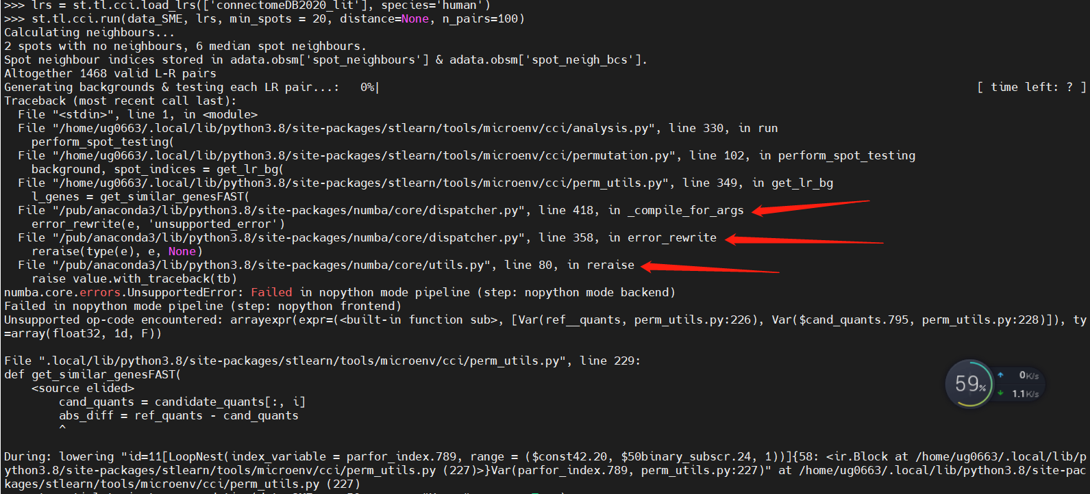 Errors in running st.tl.cci.run · Issue #157 · BiomedicalMachineLearning/stLearn · GitHub