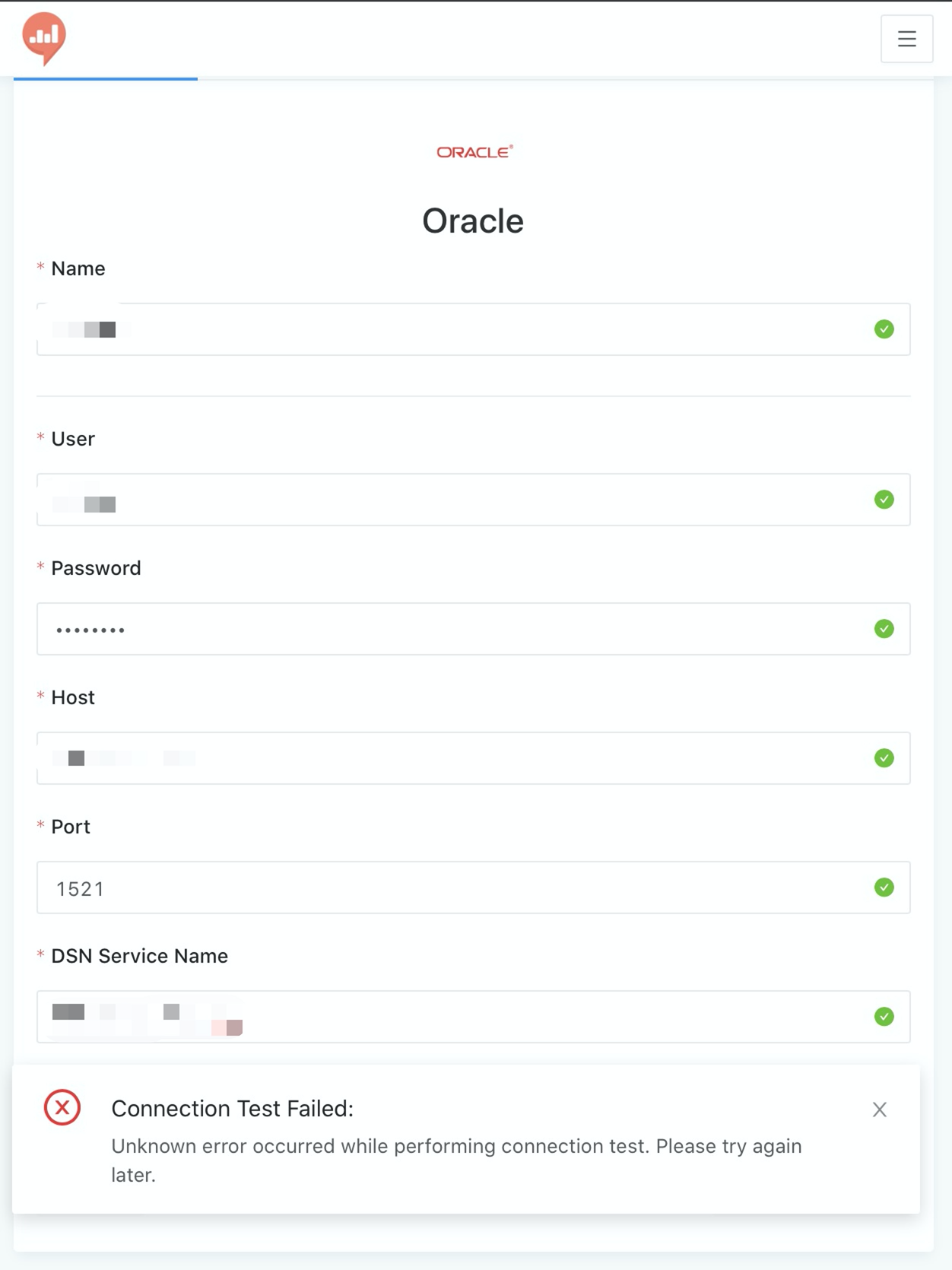 Test an oracle connection make the application cash · Issue #4716 ...