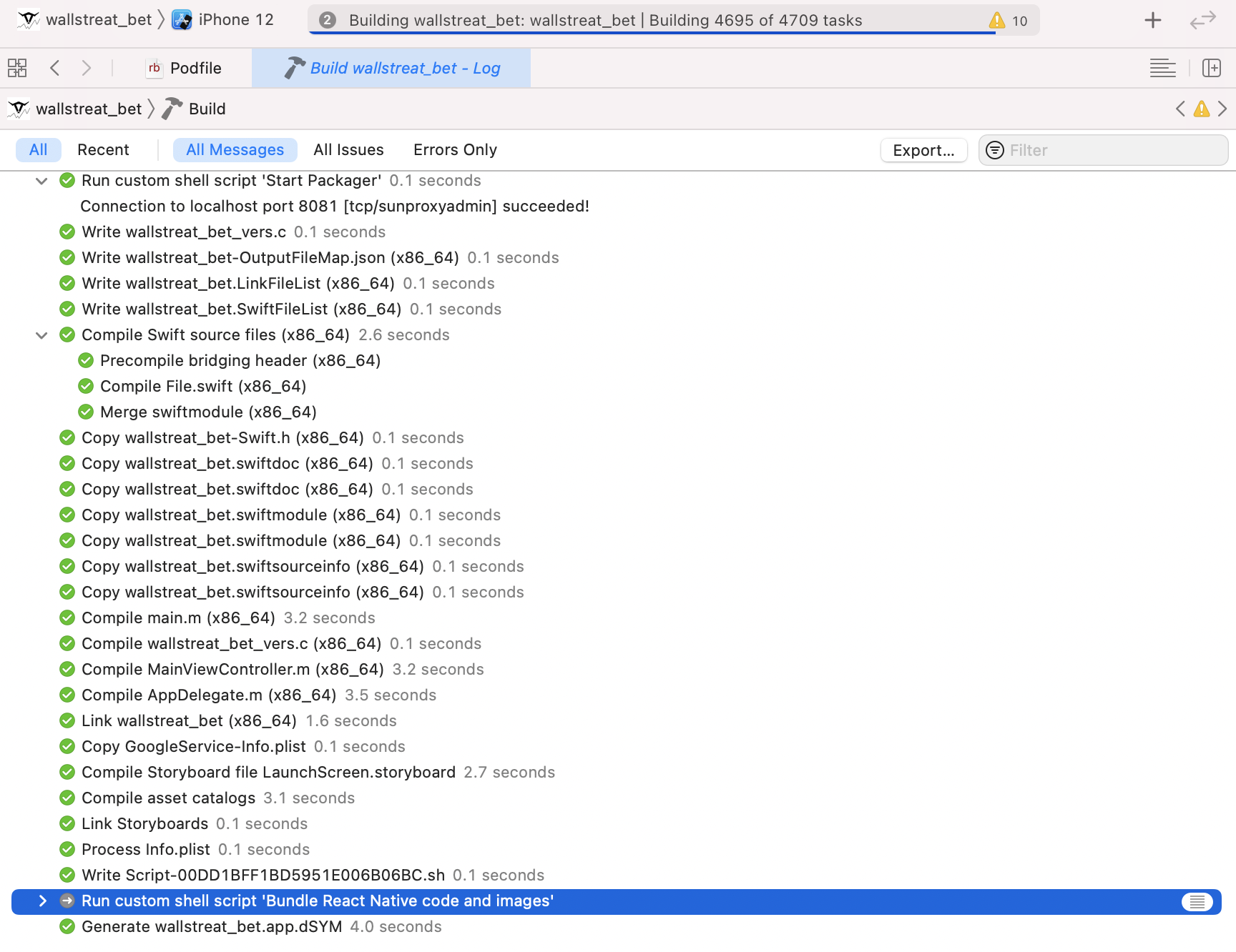 React native 0.64 iOS Release build never ends · Issue #31476 · facebook/react-native · GitHub