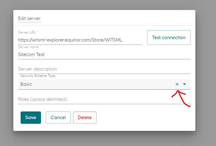 Users can clear server Security Scheme Type · Issue #1655 · equinor/witsml-explorer · GitHub