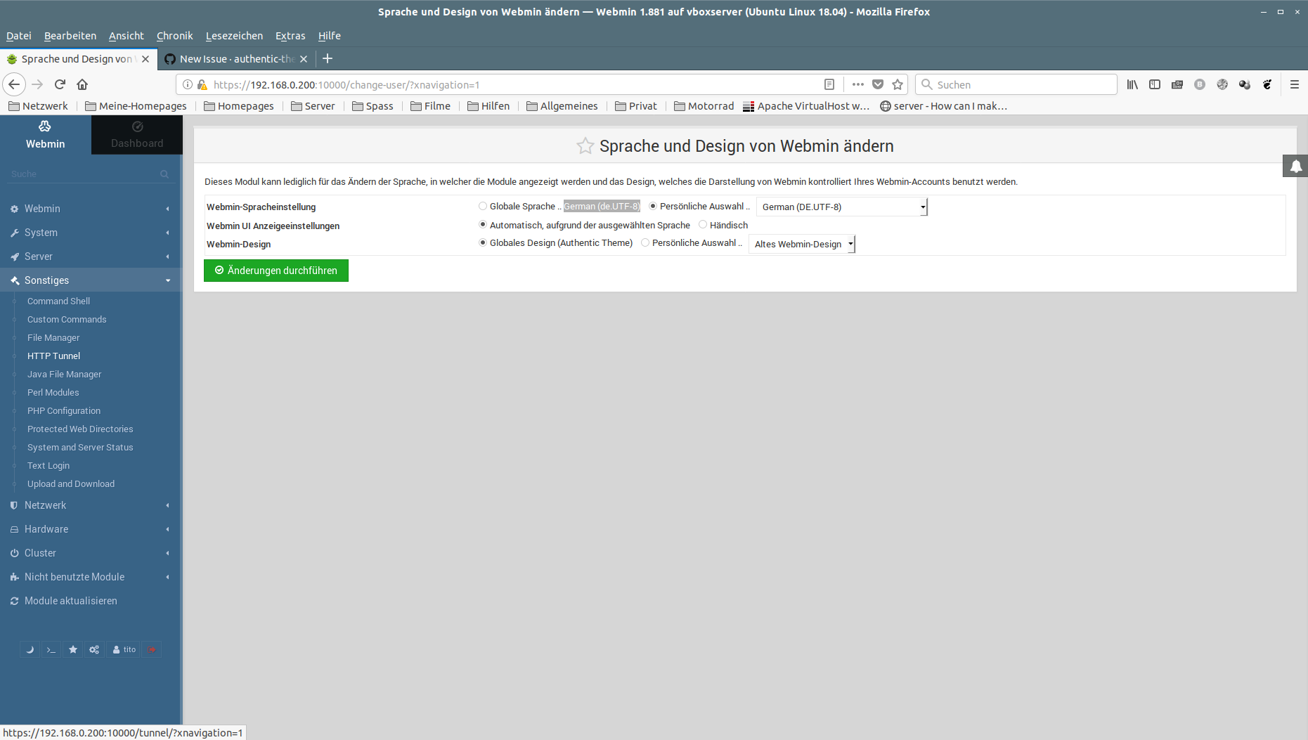 German Language is a mix of german and english · Issue #938 · webmin/webmin · GitHub