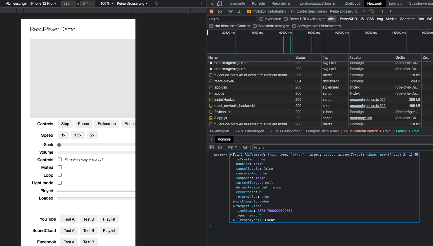 HLS (m3u8) not working on iOS devices · Issue #1600 · cookpete/react-player · GitHub