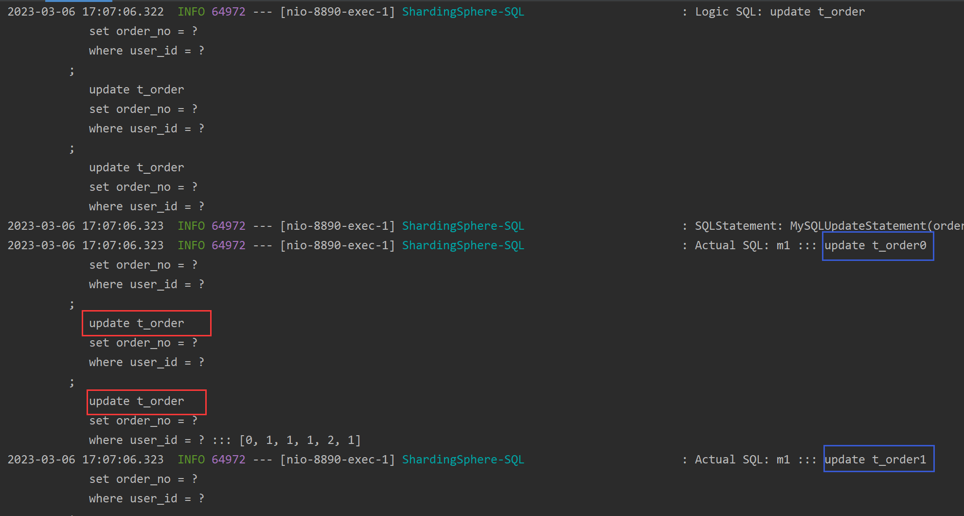 The for loop under batch update only modifies the table name of the ...