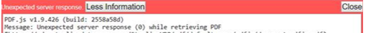 Getting different server errors like 503, 0 response when trying to view files through PDF.JS ...