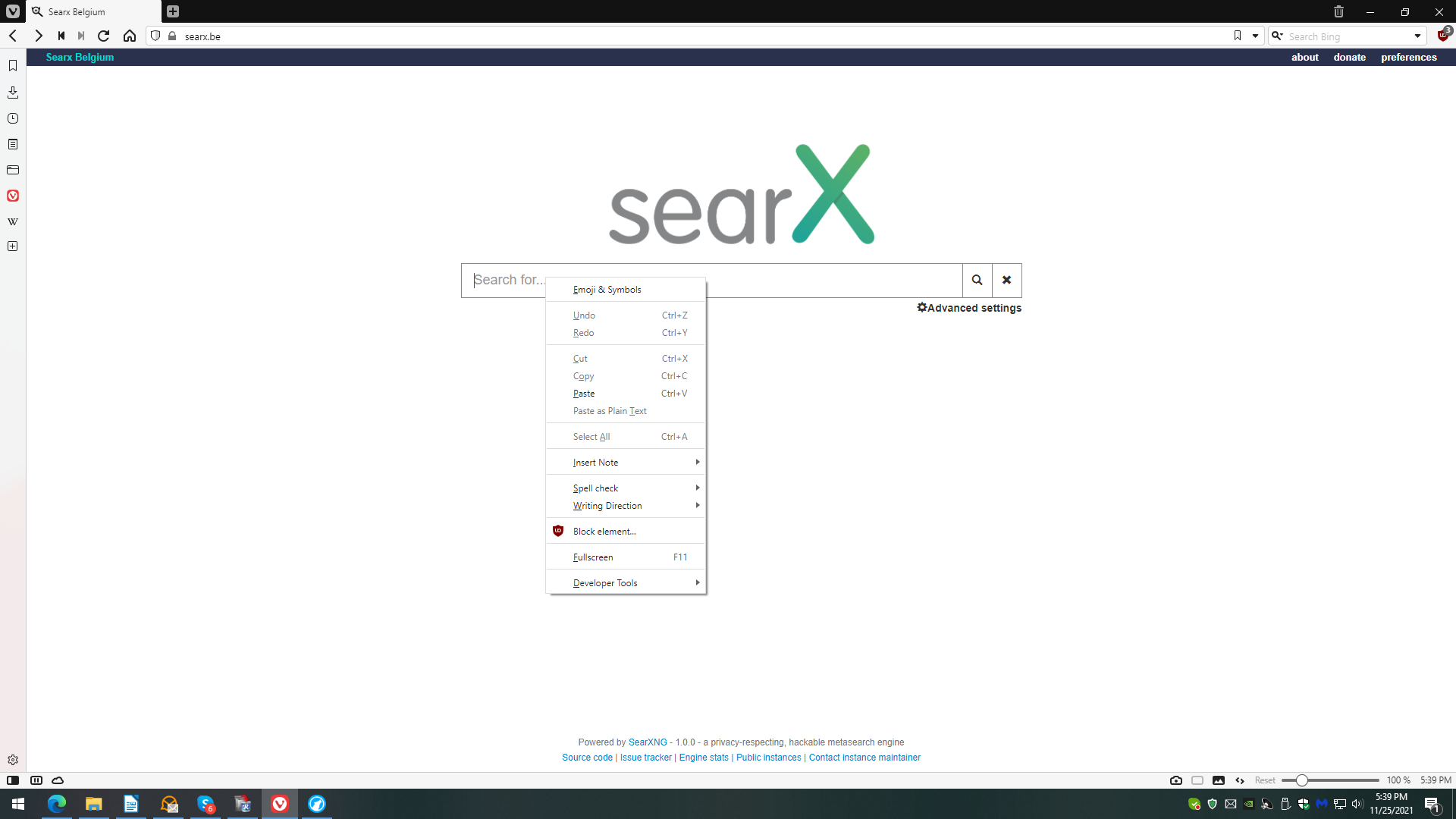 Searx is not recognized as a search engine on vivaldi · Issue #546 · searxng/searxng · GitHub