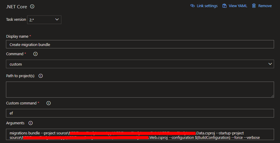 Add --no-restore to dotnet ef migrations bundle · Issue #27456 · dotnet/efcore · GitHub