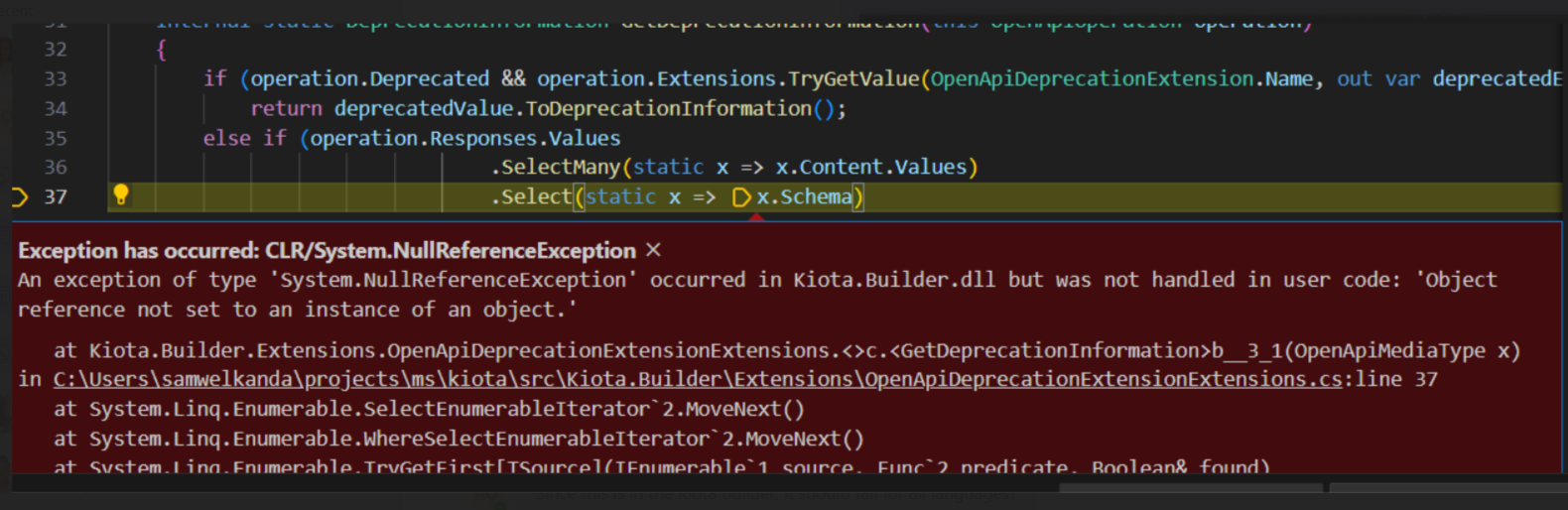 Object Reference Not Set To An Instance Of An Object · Issue 3587 · Microsoftkiota · Github 