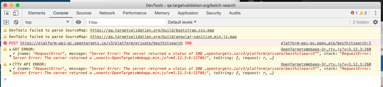 QA review 19.09: Batch search -error from API · Issue #734 · opentargets/issues · GitHub