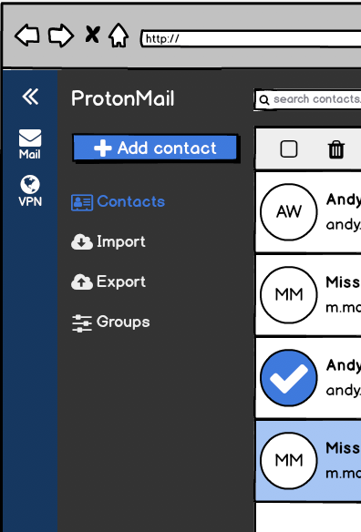 V4 polish - update the left hand navigation menu · Issue #171 · ProtonMail/proton-contacts · GitHub