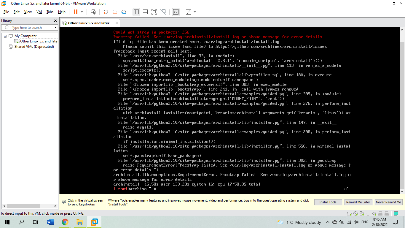 vmware pacman fail · Issue #990 · archlinux/archinstall · GitHub