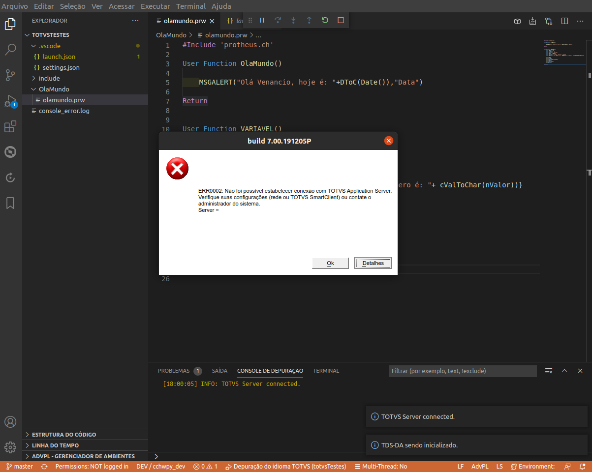 Erro ao executar código F5 - Distri - Ubuntu 20.04 · Issue #641 · totvs ...