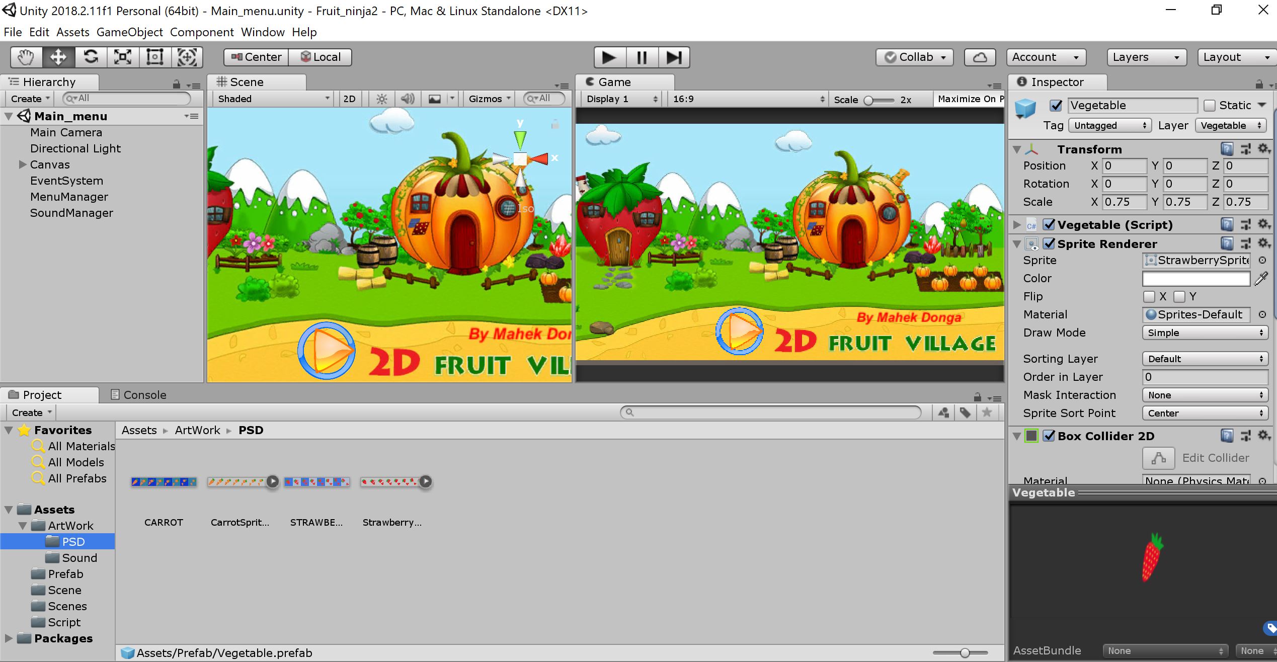 GitHub - Mahek27/Unity--fruit-ninja-game: C# | Photoshop | Unity Engine