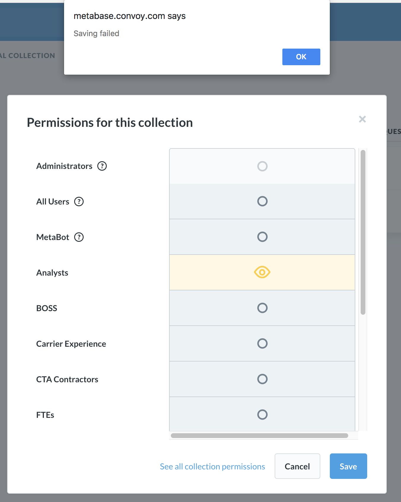 Unable to share sub-collections from Personal Collection · Issue #8406 · metabase/metabase · GitHub