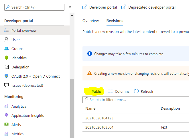 Unable to publish developer portal to an internal network (using Azure ...