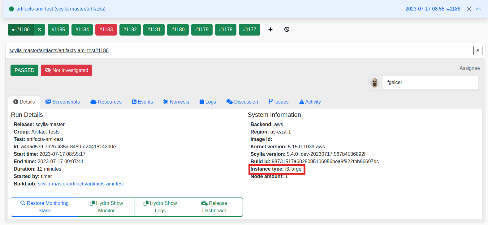 SCT does not update the argus report with updated configuration parameters from environment ...