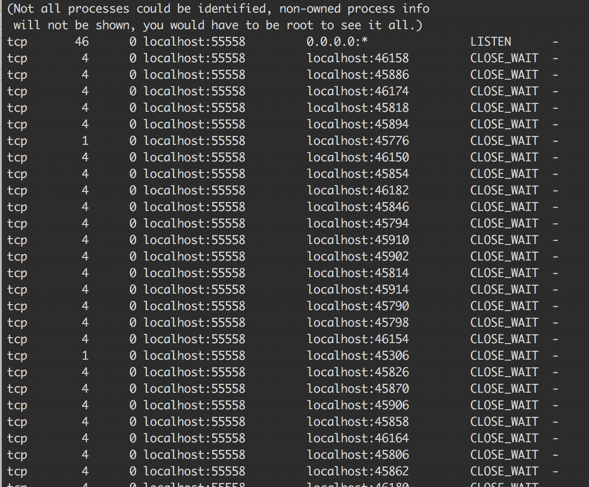 local port is in "close_wait" state · Issue #1410 · shadowsocks/shadowsocks-android · GitHub