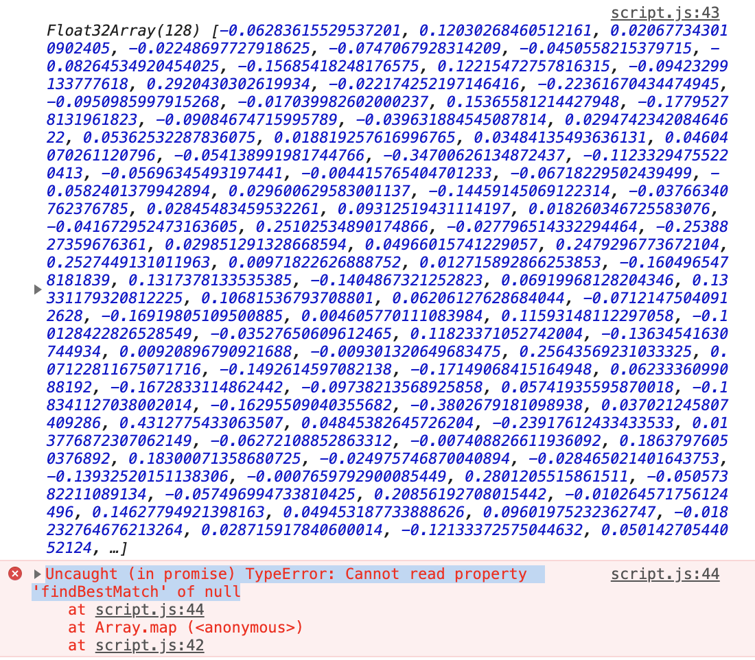 Face Recognition on Webcam Implementation: Cannot read property 'findBestMatch' of null · Issue ...