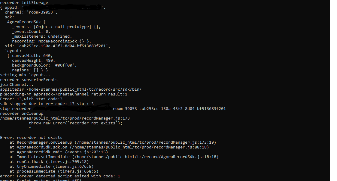安装好nodejs后，127.0.0.1:3000/recorder/v1/start执行服务报错 · Issue #24 · AgoraIO/Basic-Recording · GitHub