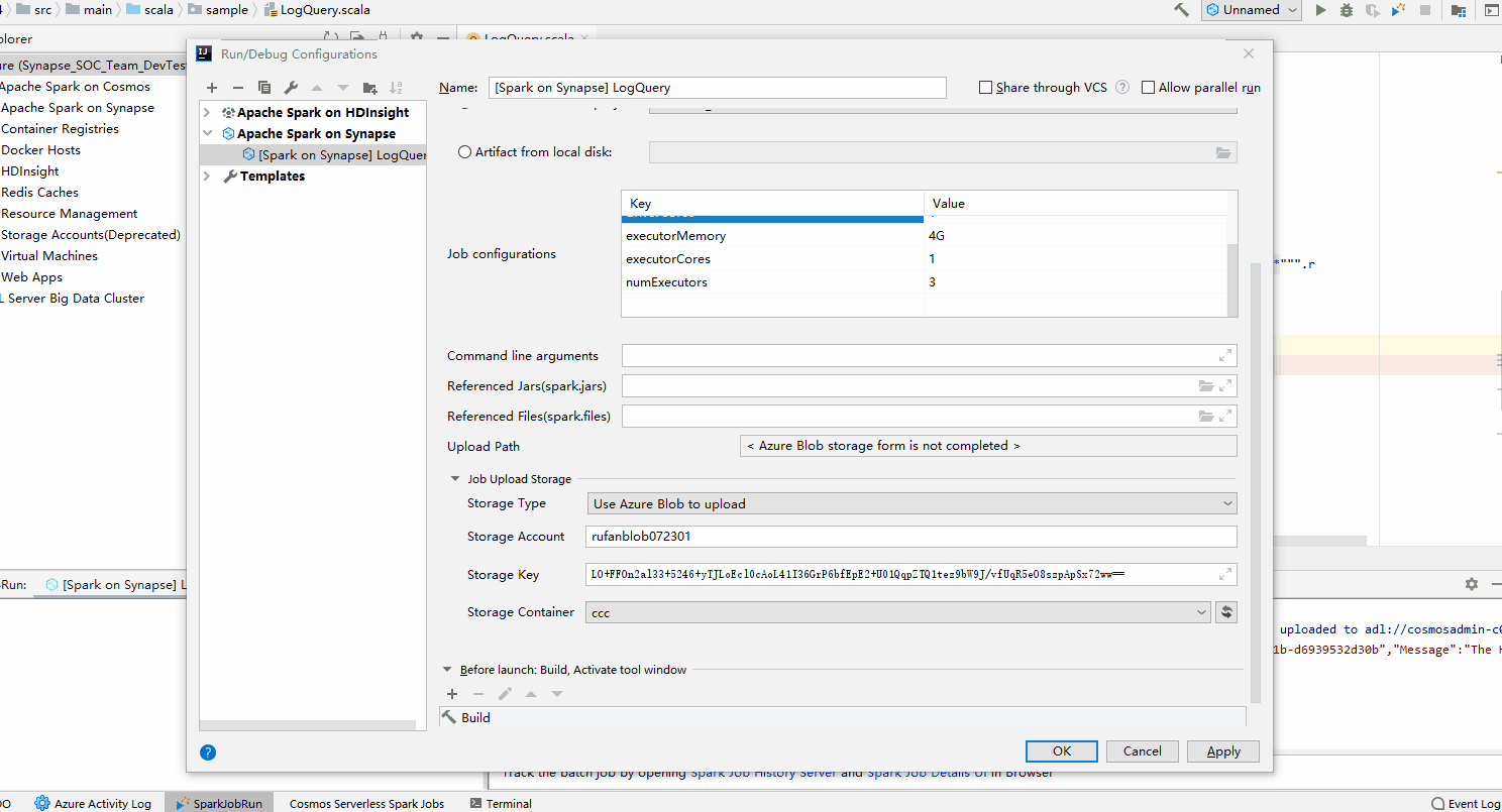 [IntelliJ][Config] After the storage account information is complete, the upload path cannot be ...