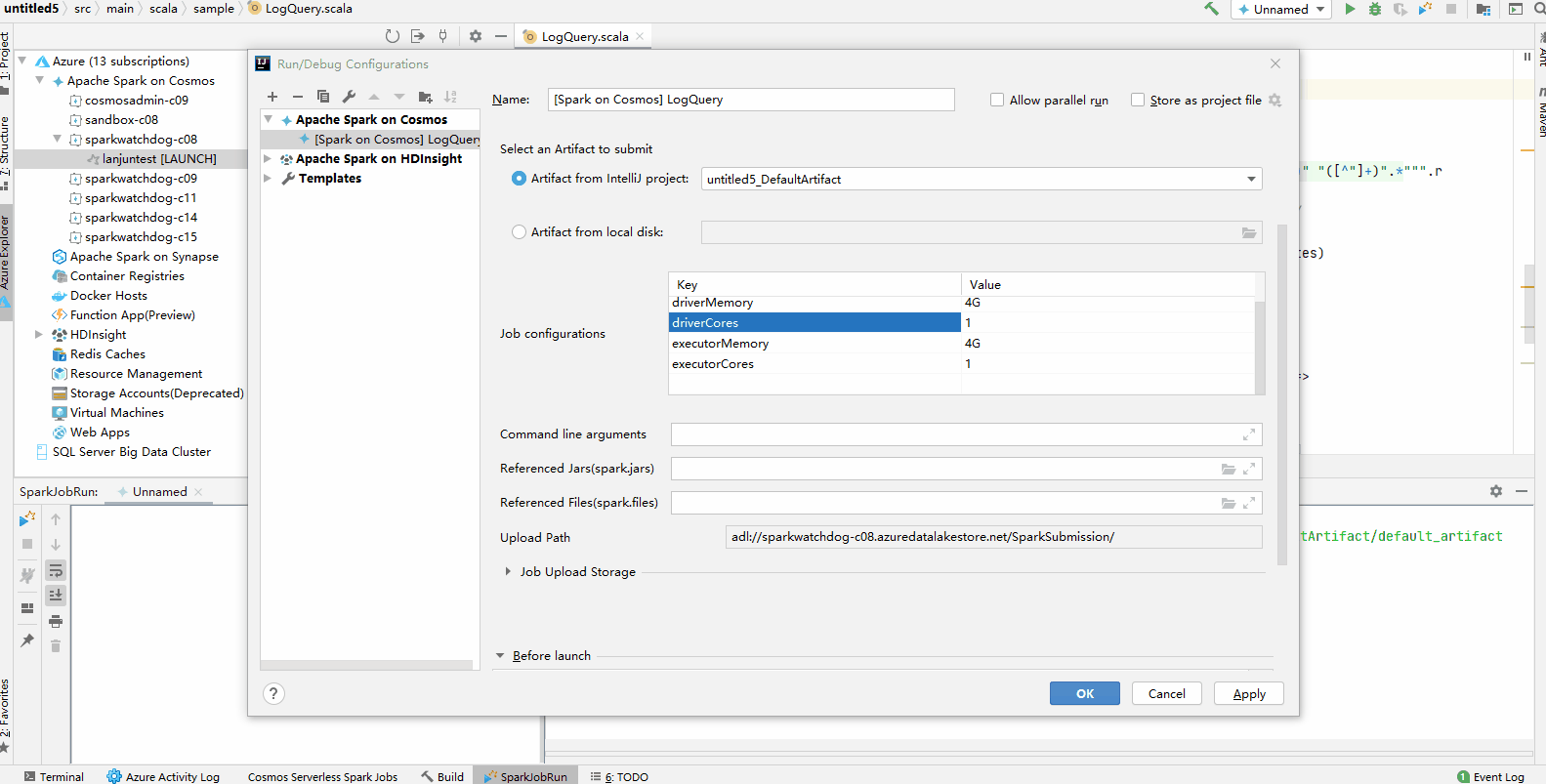 Intellij Reportedbyuser Azure Plugin For Intellij Error Pop Up When Submit Job To Spark On