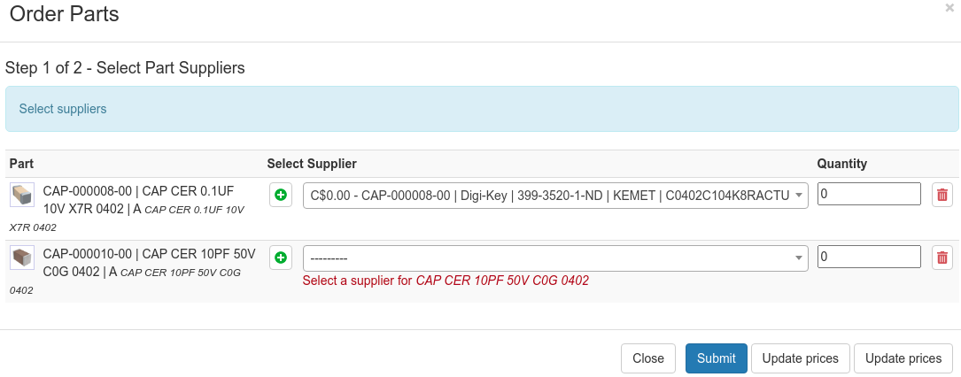 [BUG] "Update prices" button clears up order modal form · Issue #2004 · inventree/InvenTree · GitHub