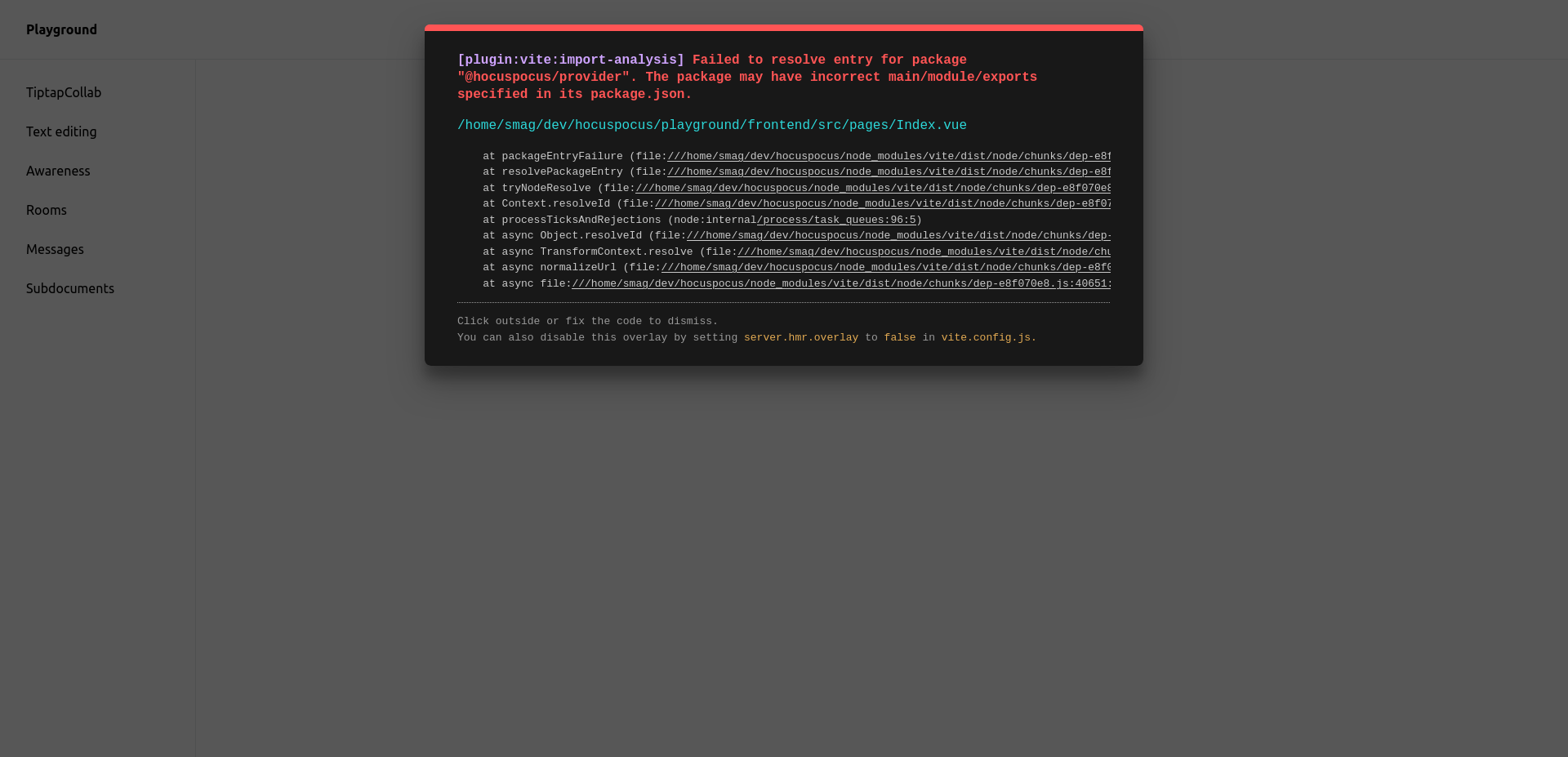 Failed to resolve entry for package "@hocuspocus/provider". · Issue #630 · ueberdosis/hocuspocus ...