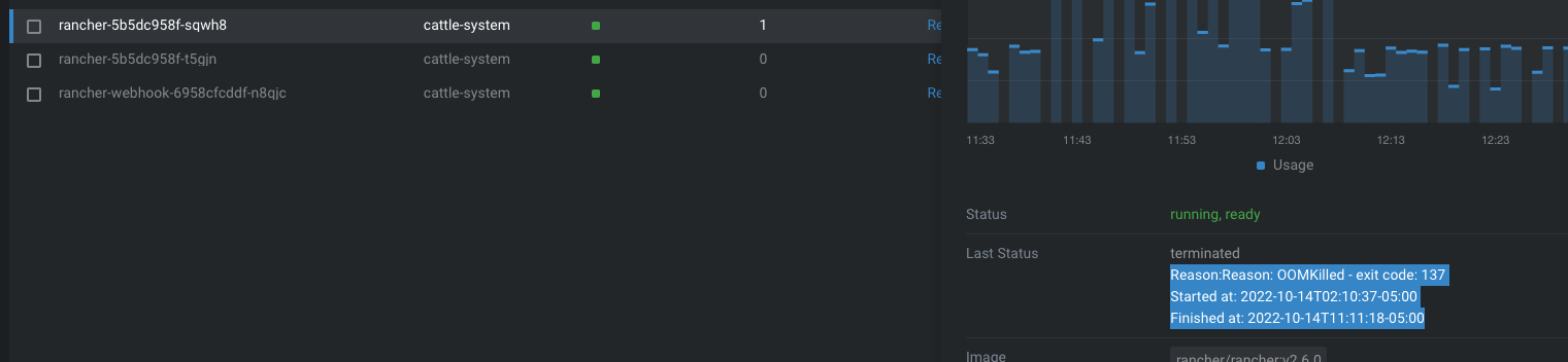 Rancher Pods using High Memory and failing with OOM · Issue #39324 · rancher/rancher · GitHub