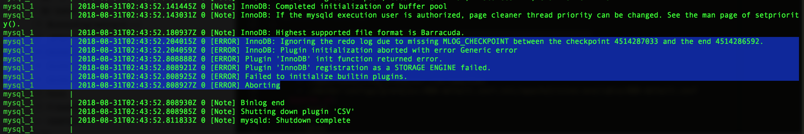 Unable to run mysql, it will stop automatically. · Issue #1621 · docker/hub-feedback · GitHub