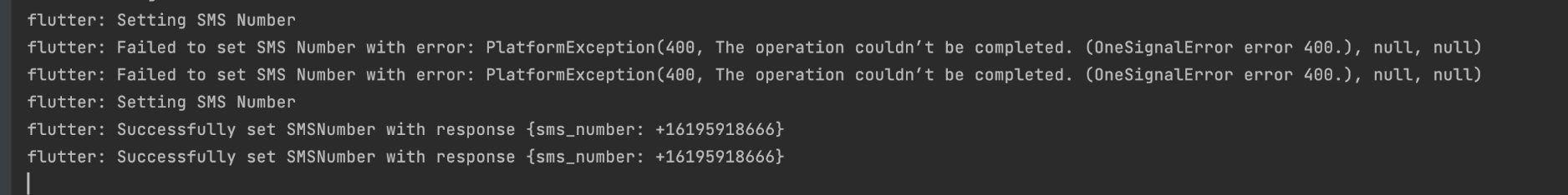 One Signal Error 400 When Using Function Setsmsnumber · Issue 558 · Onesignalonesignal Flutter 6475