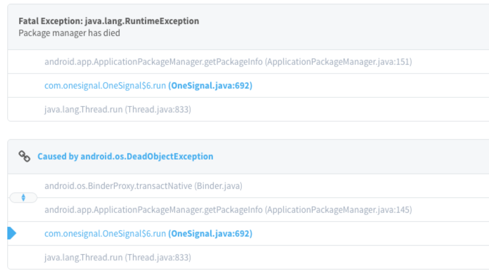 [Bug]: Package manager has died · Issue #1669 · OneSignal/OneSignal-Android-SDK · GitHub