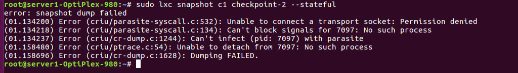 Error Snapshot Dump Failed · Issue 508 · Checkpoint Restore Criu · Github