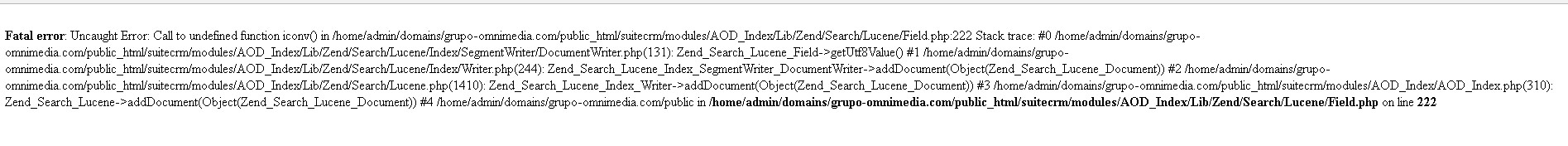 Fatal error: Uncaught Error: Call to undefined function iconv() - CREATE TARGET, LIST,CAMPAING ...