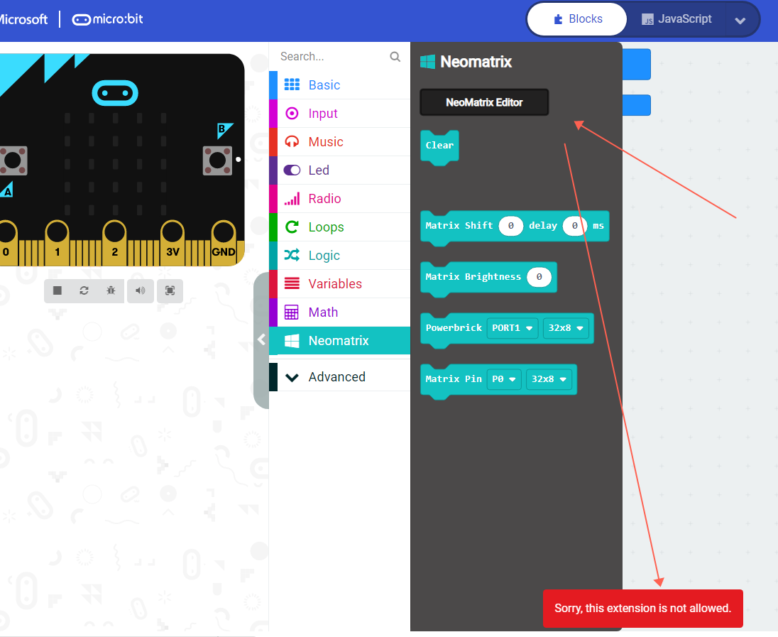 Cannot open external links from the extension https://github.com/KittenBot/pxt-neomatrix · Issue ...