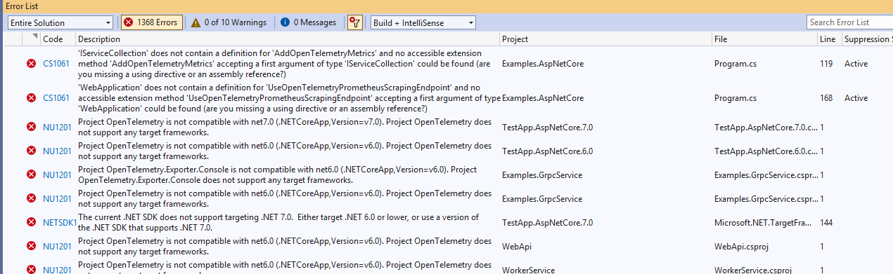 OpenTelemetry solution doesn't build · Issue #3566 · open-telemetry/opentelemetry-dotnet · GitHub