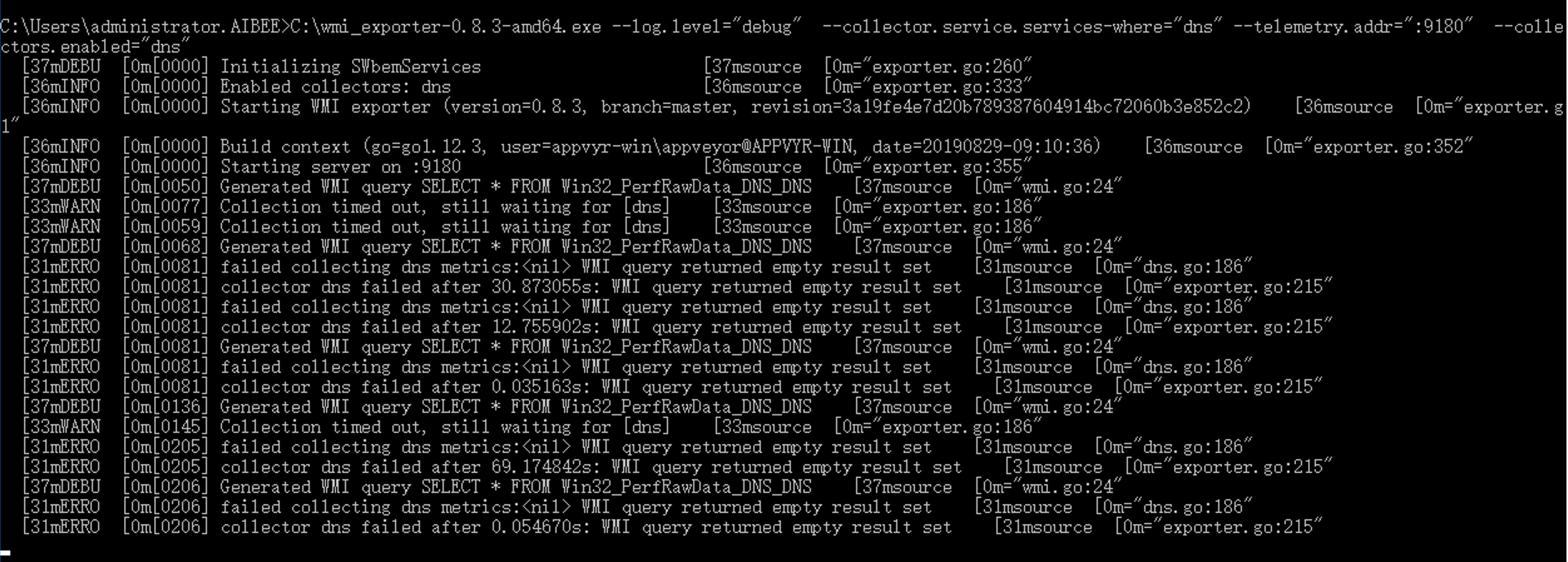 Collector Dns Failed After 69174842s Wmi Query Returned Empty Result Set · Issue 571