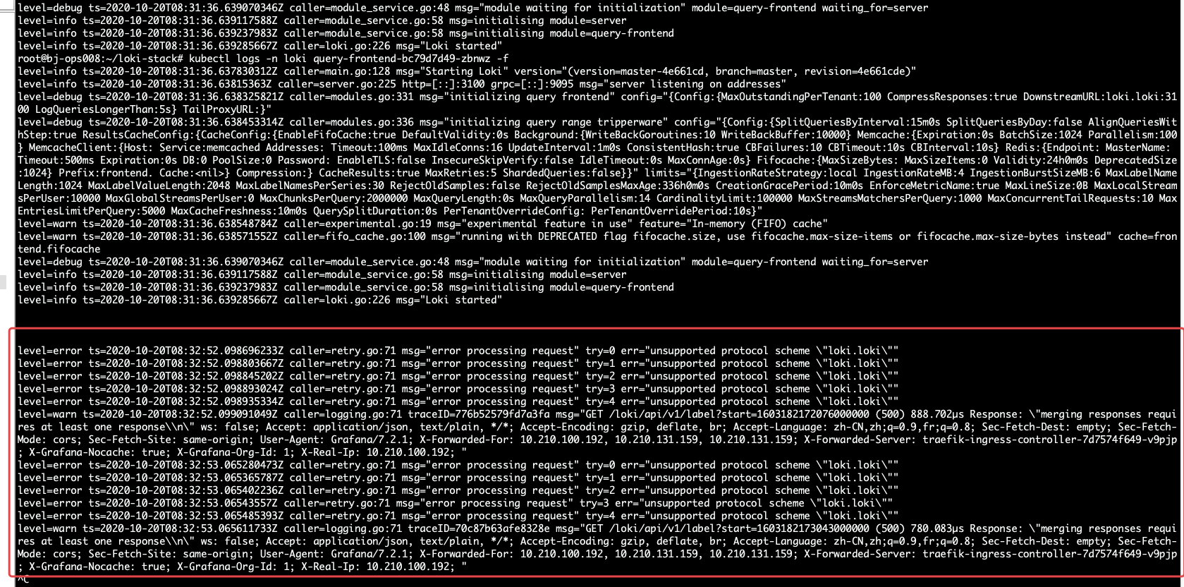 Deploy Query Frontend Error · Issue 2781 · Grafanaloki · Github 